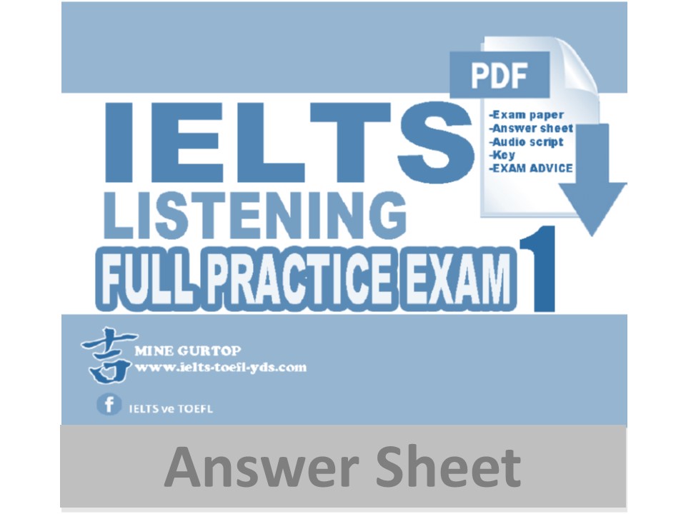 IELTS LISTENING ANSWER SHEET IELTS TOEFL PTE YDS Y KD L ITEP